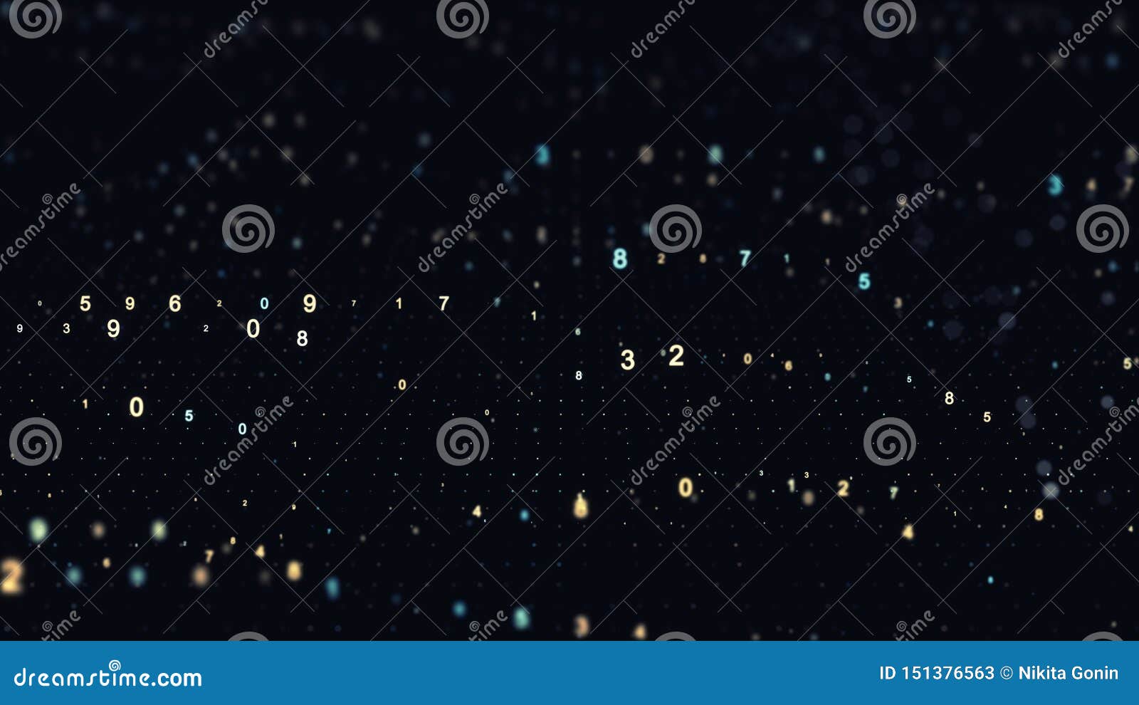 Floating Numbers of Big Data 3D Render Illustration Stock Illustration ...