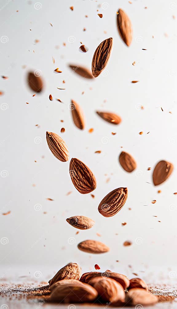 Floating Nuts and Levitating Nuts Falling on White Background for ...