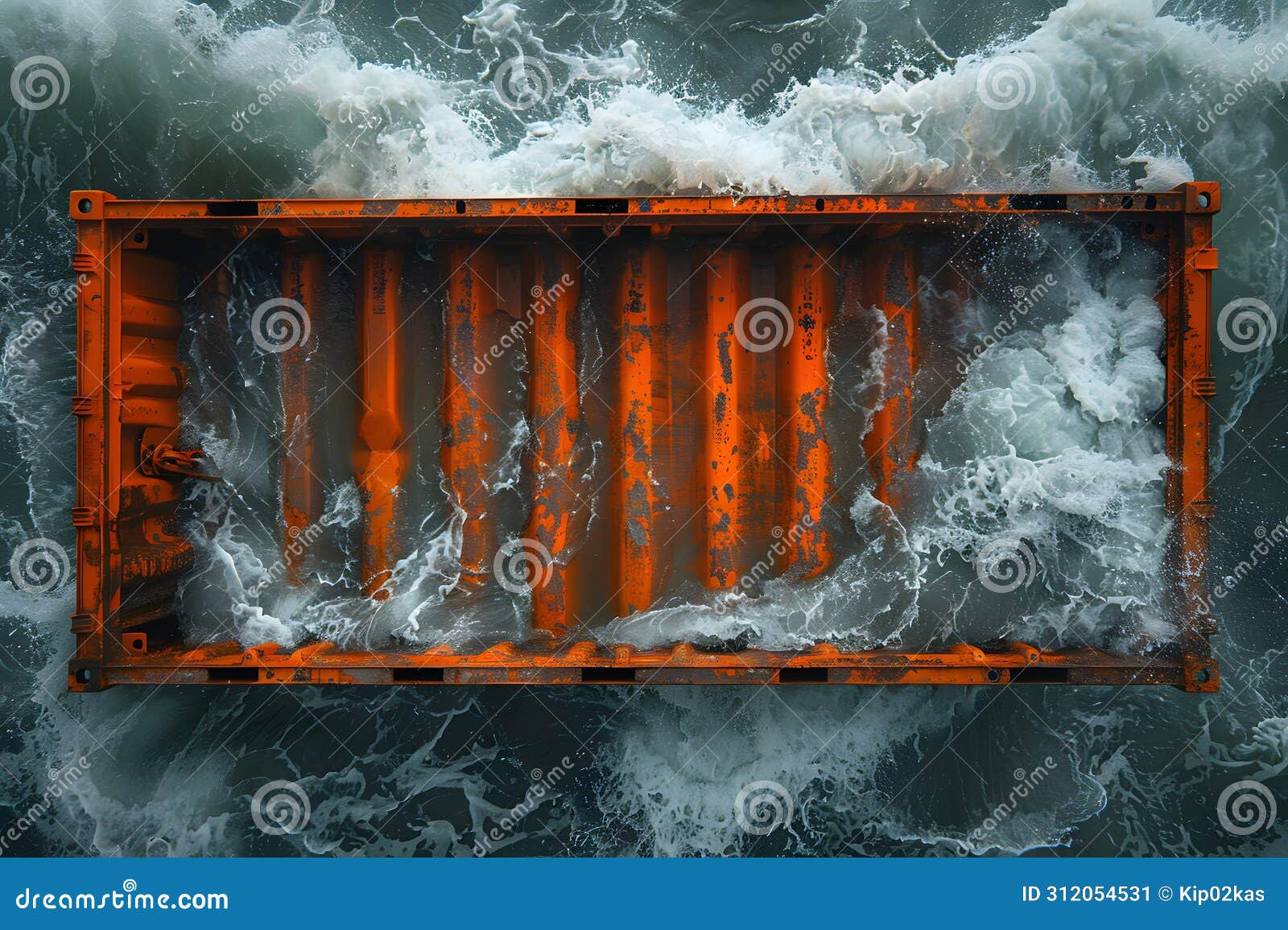 Floating Orange Container on Water Generative AI Stock Image - Image of ...