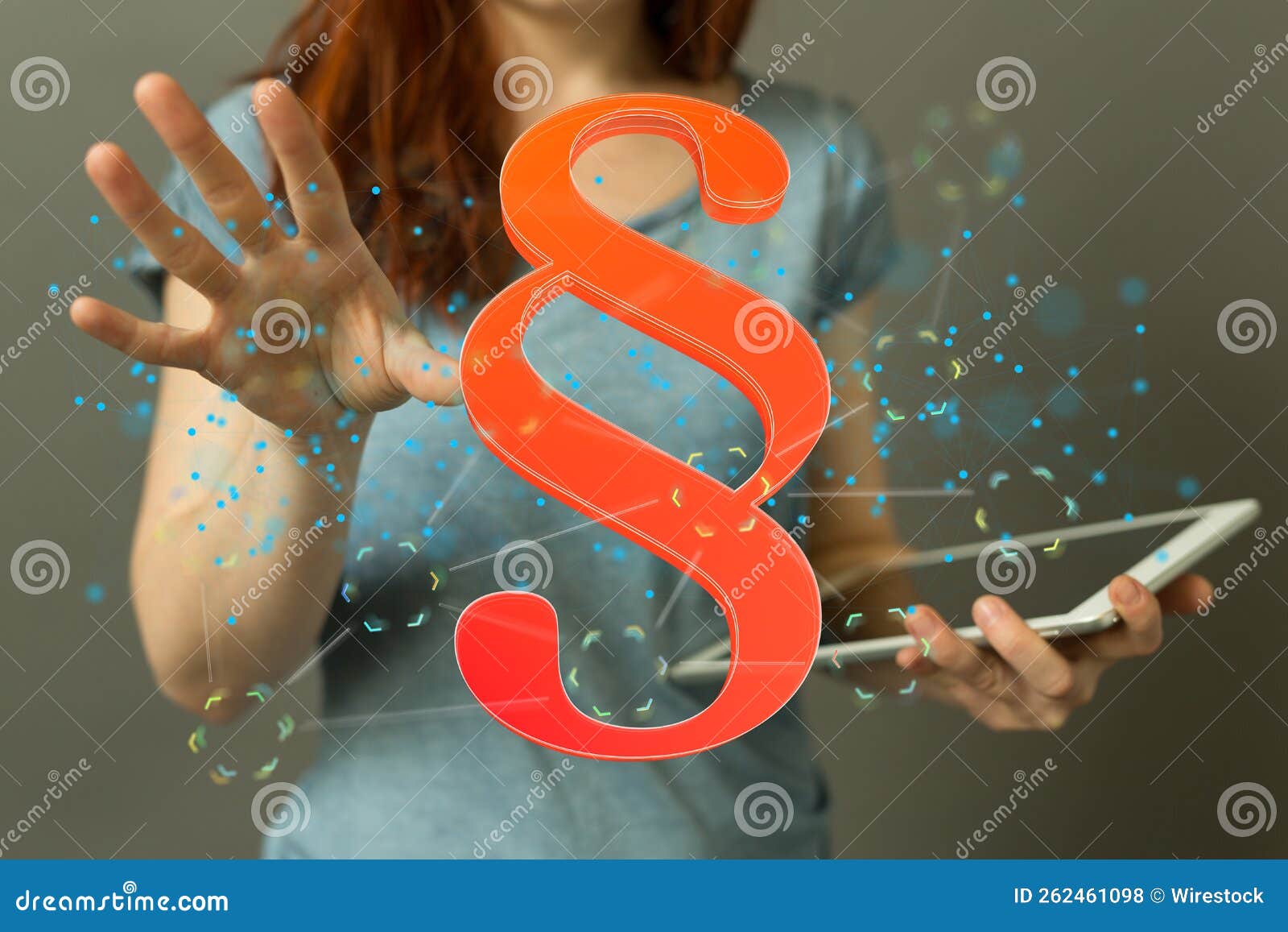 Floating Orange Render of a Law and Justice Paragraph Sign Stock Photo ...