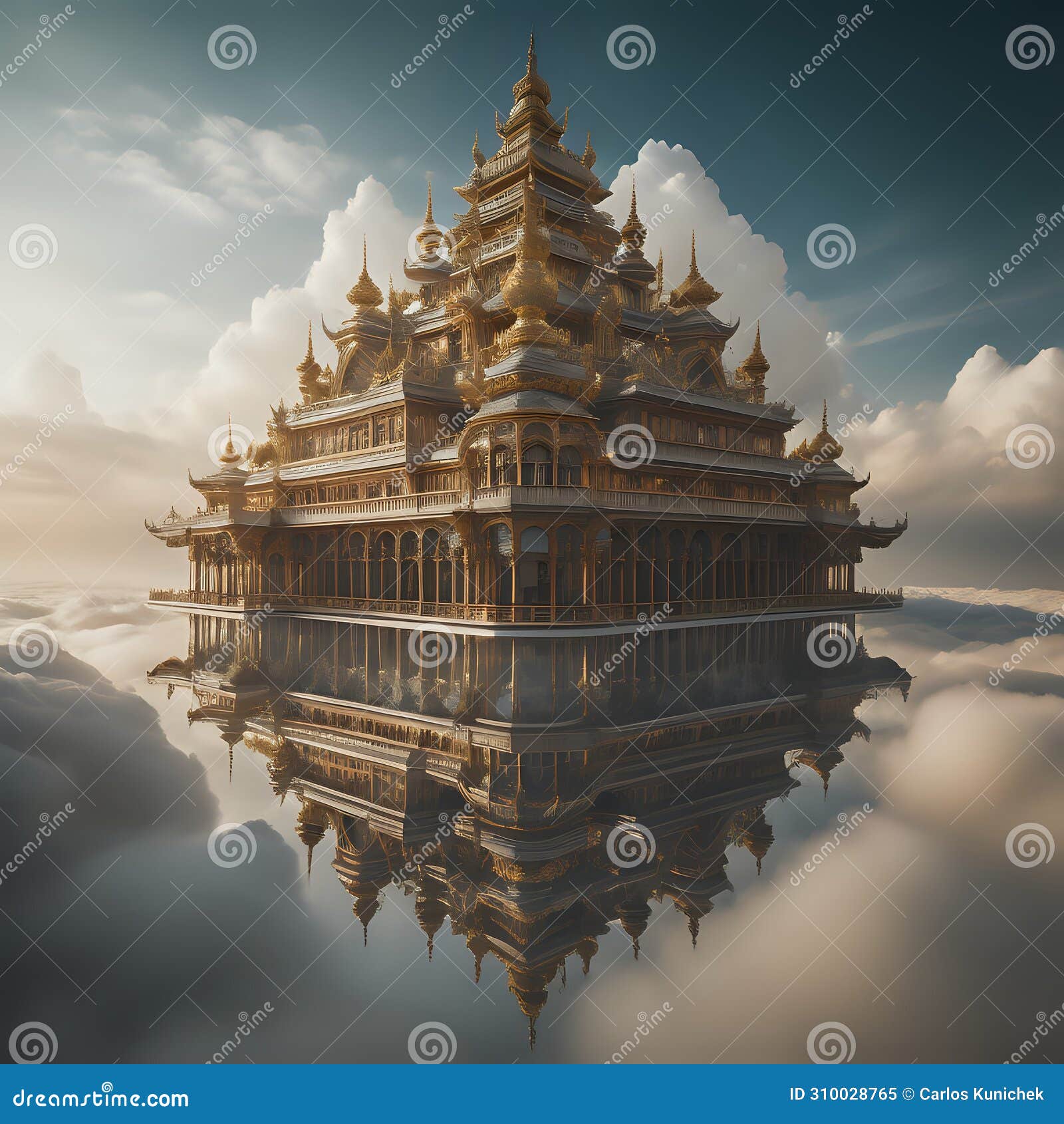 Floating Palace in the Clouds - Generated by Ai Stock Illustration ...