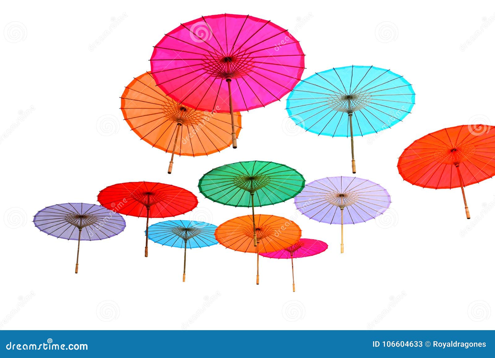 Floating Parasols - Isolated on White Stock Image - Image of unbrella ...