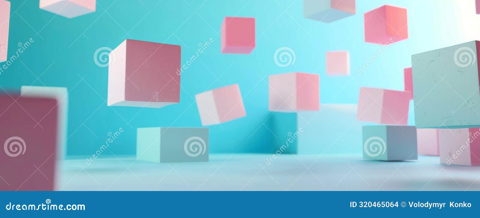 Floating Pastel Cubes with Blue Background, Abstract 3D Rendering ...