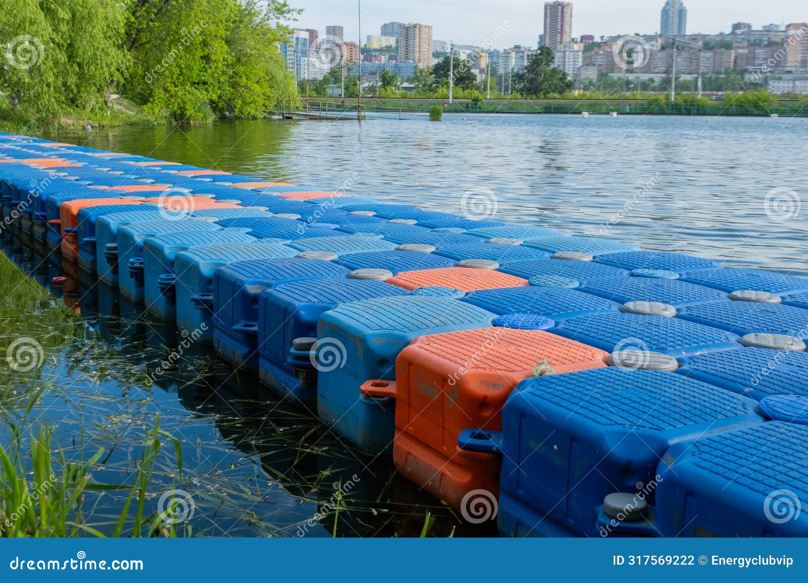 Floating Pier Made of Composite Plastic Blocks on the River, Sea ...