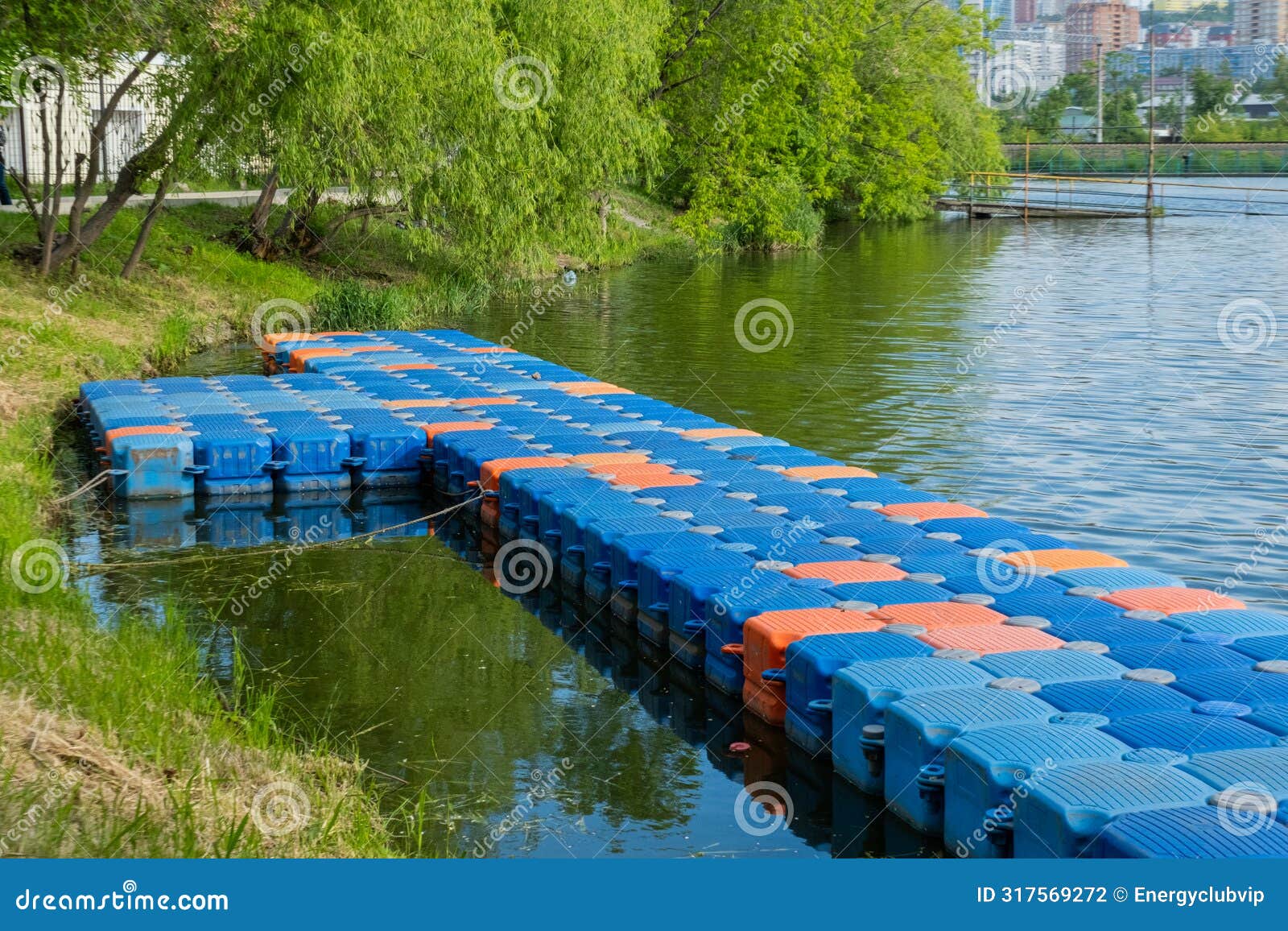 Floating Pier Made of Composite Plastic Blocks on the River, Sea ...