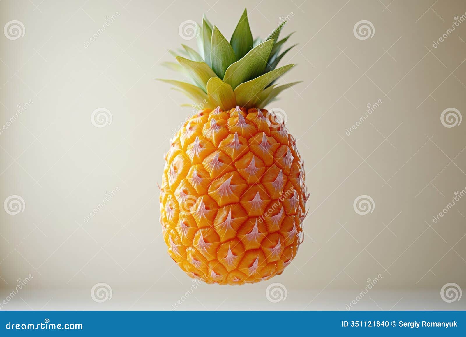 Floating Pineapple Captured in a Documentary Style with Plain White ...