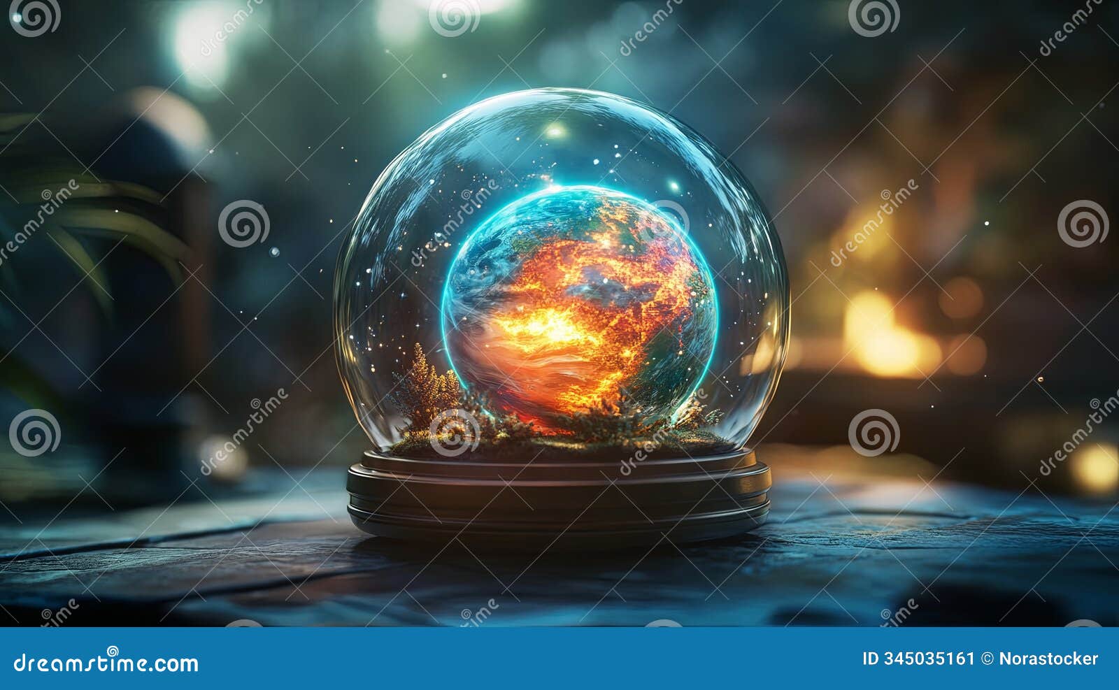 Floating Planet in a Glass Dome Quality Picture Quality. Stock ...