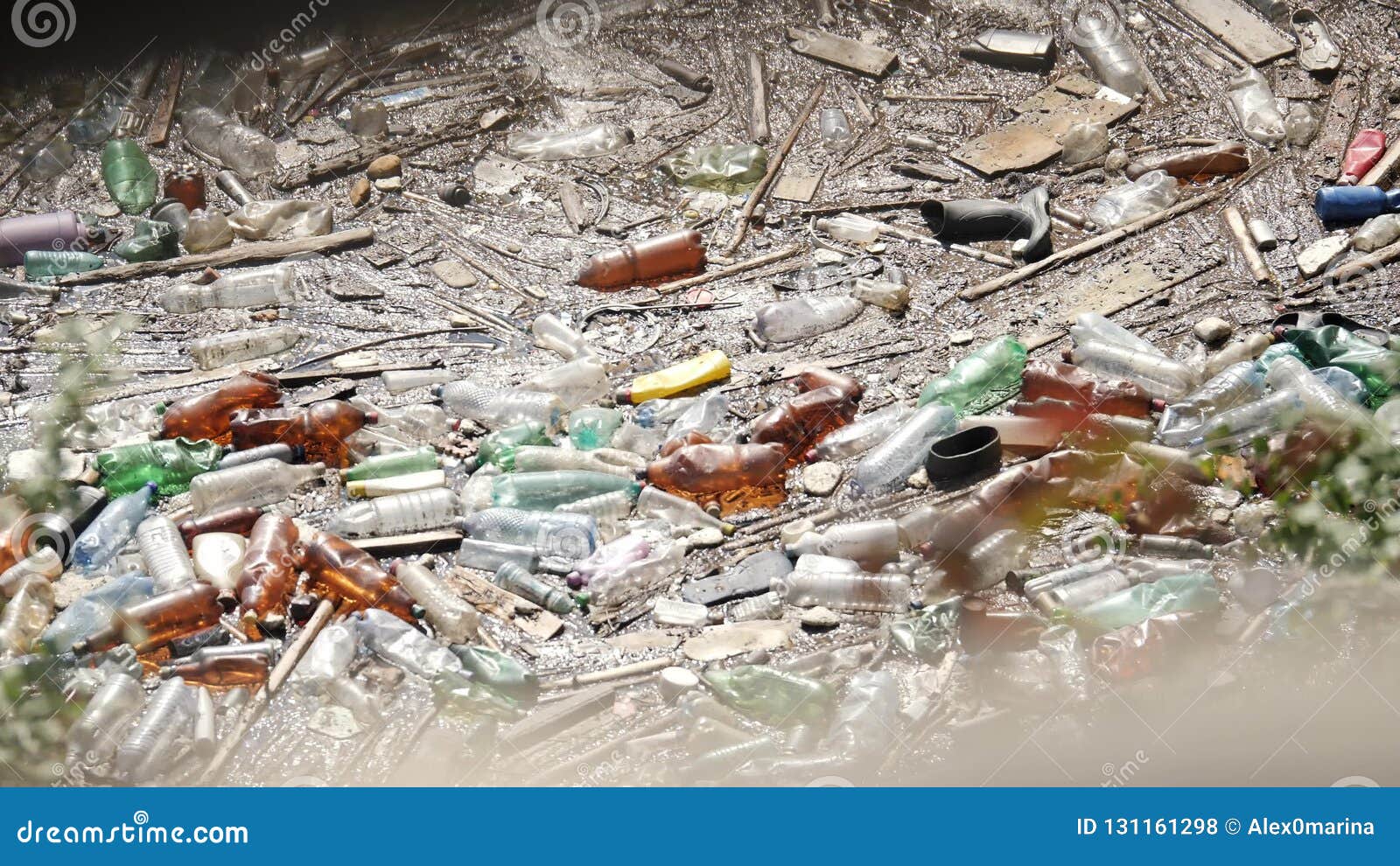 Floating Plastic Bottles and Different Garbage in a Polluted Water ...