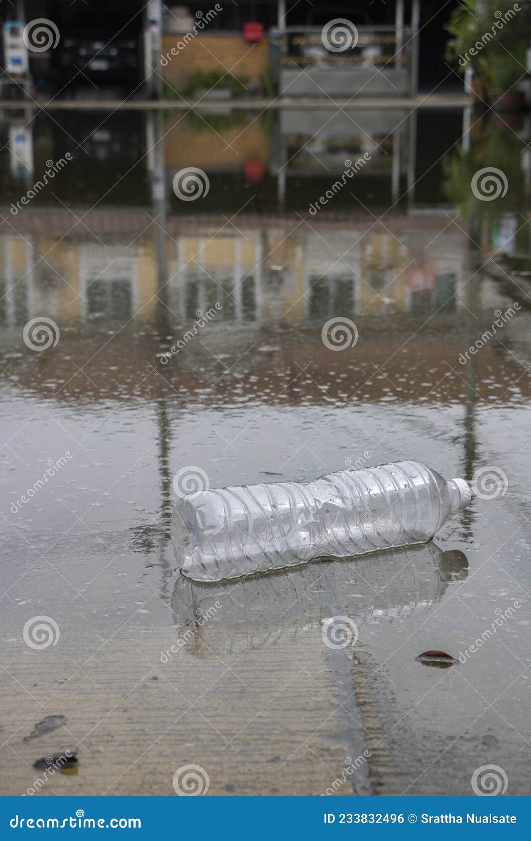 Floating Plastic Bottles Flooded the Village Streets. Stock Photo ...