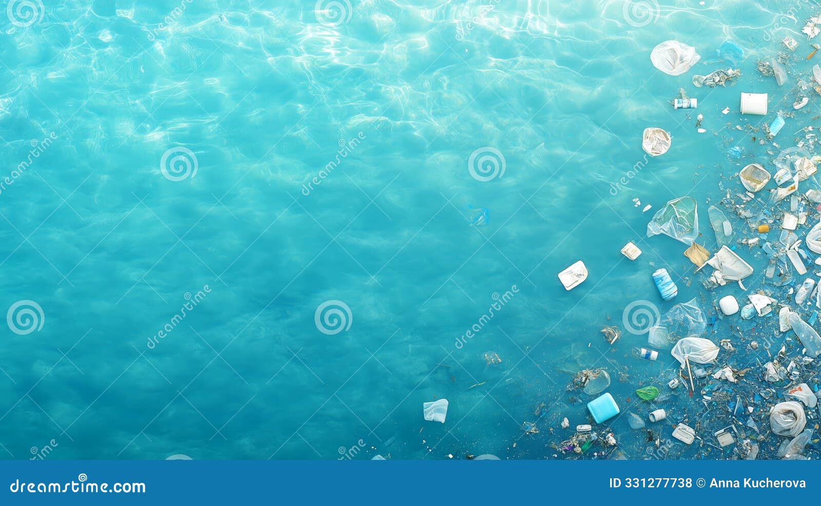 Floating Plastic Waste and Debris Polluting a Clear Blue Ocean Stock ...
