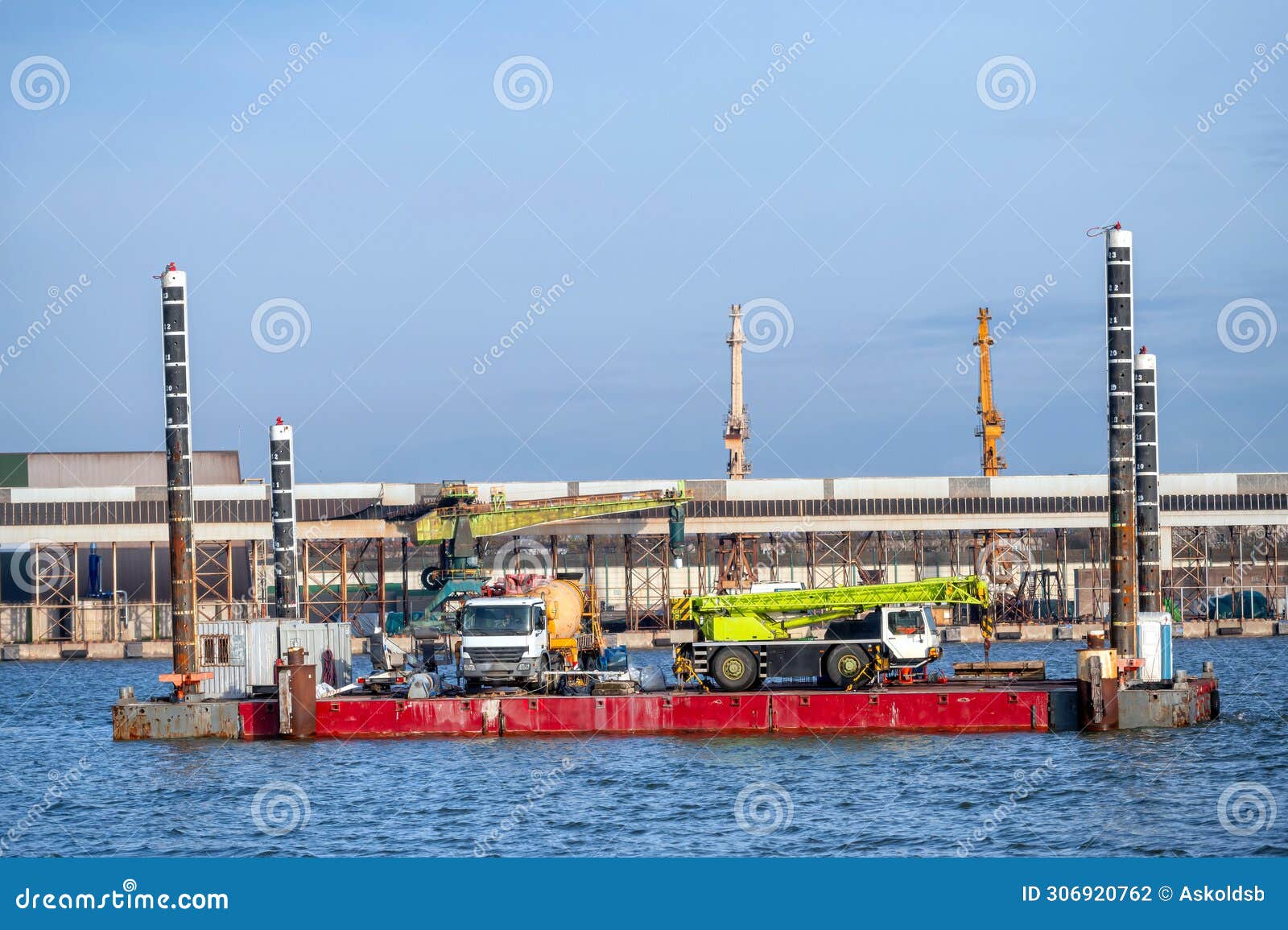 Floating Platform with Crane for Hydrotechnical Works and Concrete ...