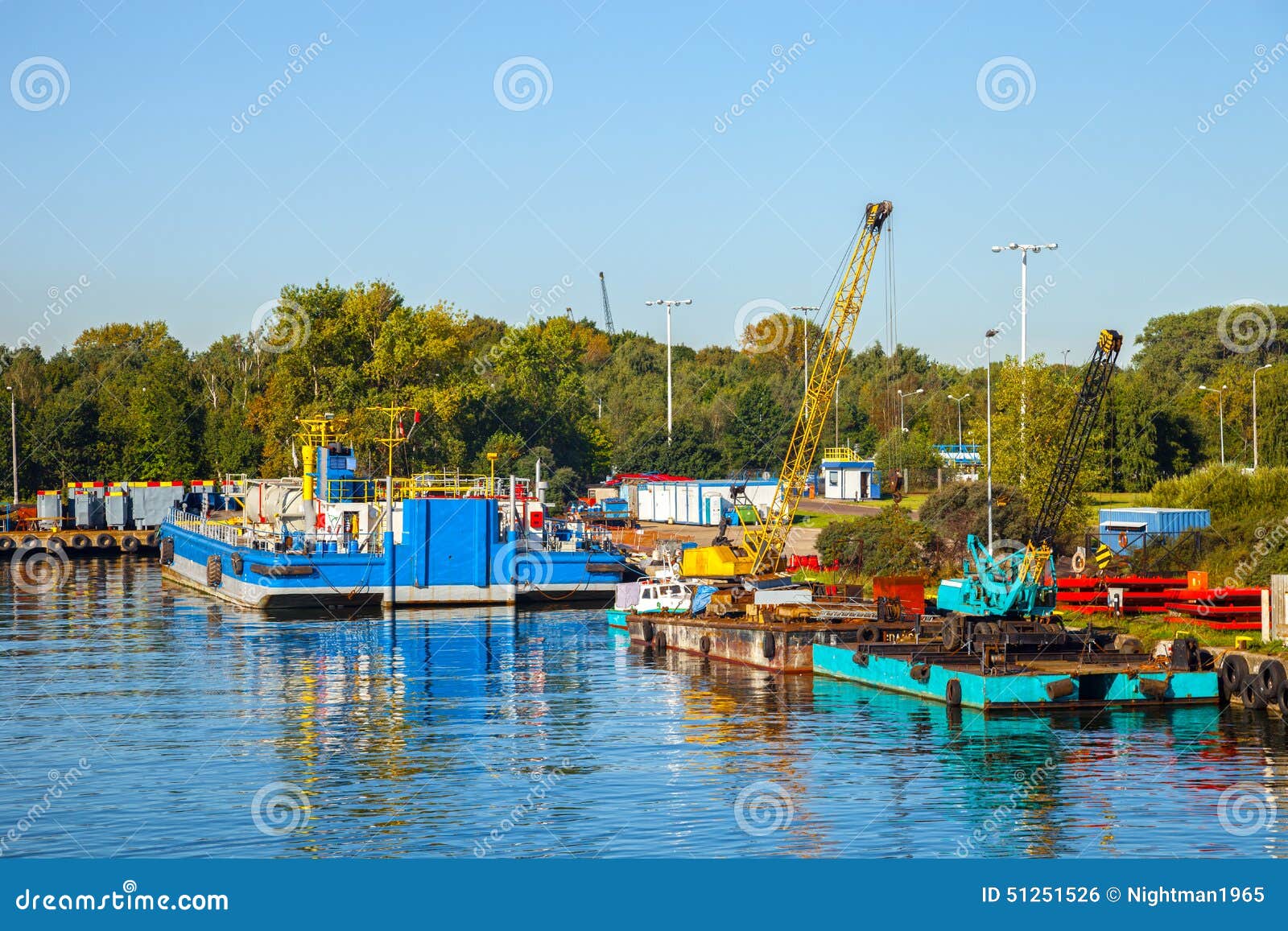 Floating pontoon and crane stock photo. Image of float - 51251526