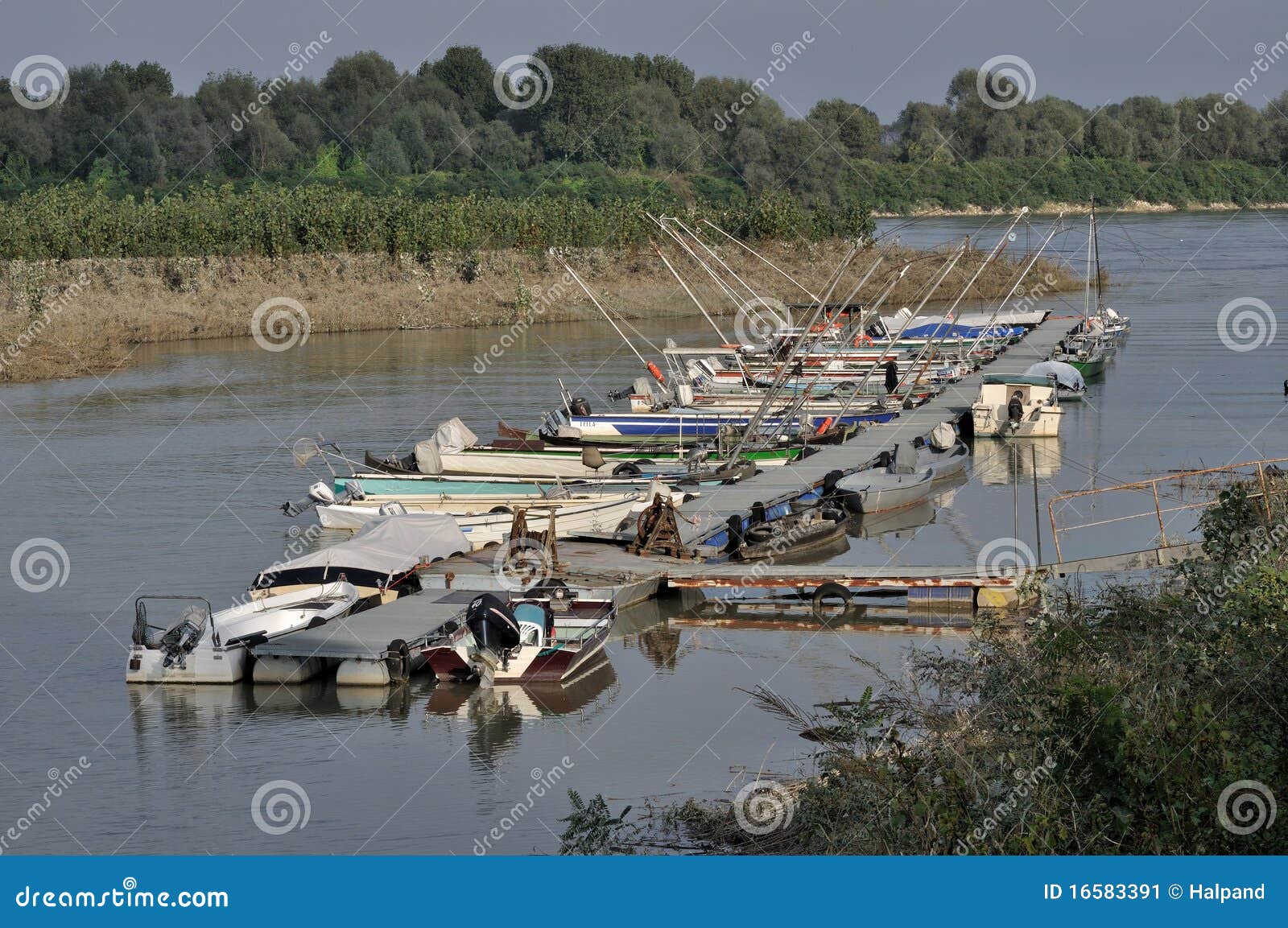 Floating quay, po river stock image. Image of italy, autumn - 16583391