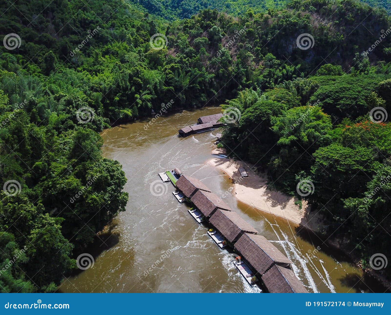 Floating Raft House on Kwai River in Thailand Stock Photo - Image of ...