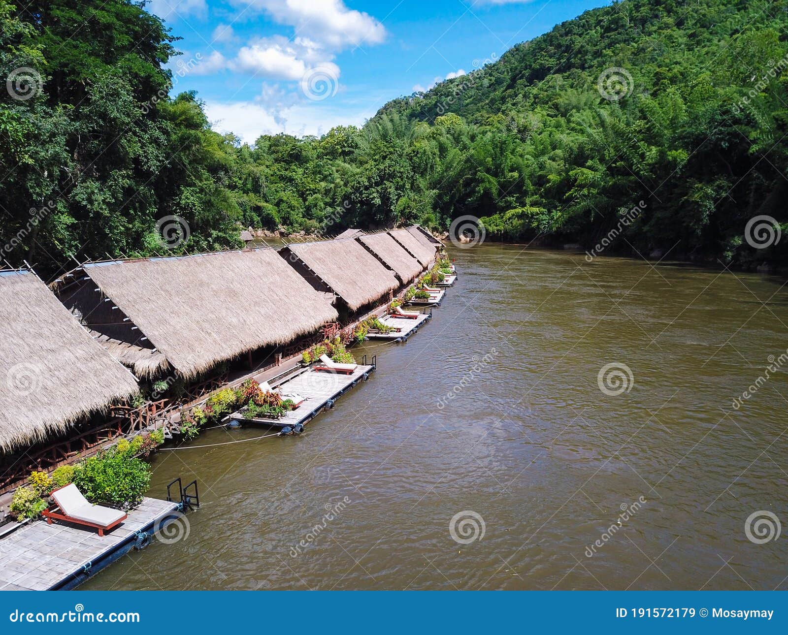 Floating Raft House On River With Foggy Background. Royalty-Free Stock ...