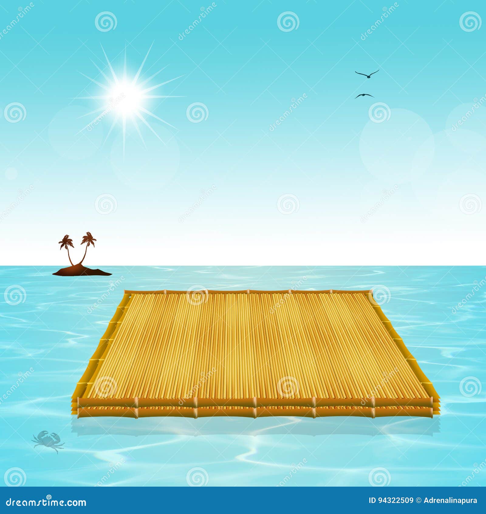 Floating raft in the ocean stock illustration. Illustration of ocean ...