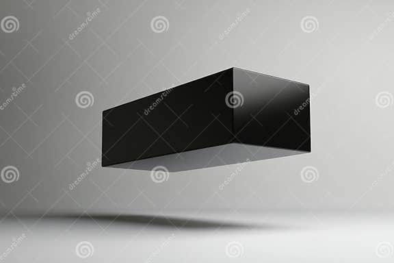 Floating Rectangular Prism in Black, Softly Reflecting Light, Creating ...