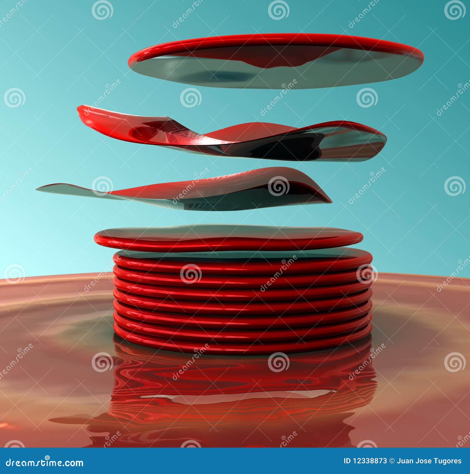 Floating red discs stock illustration. Illustration of flying - 12338873