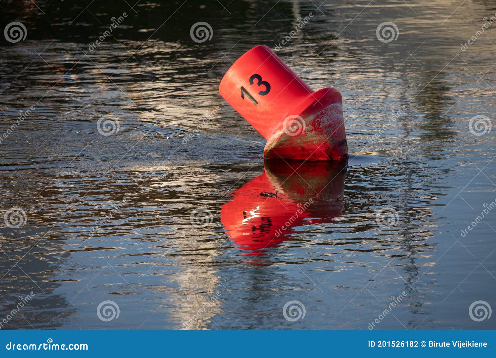Floating Red Navigational Buoy in the Neris River Stock Photo - Image ...