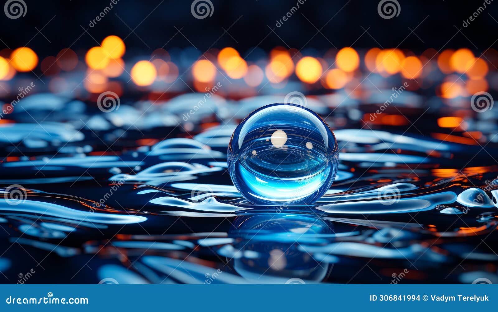 Floating Reflection: a Transparent Sphere Suspended Above a Watery Surface Stock Photo - Image ...