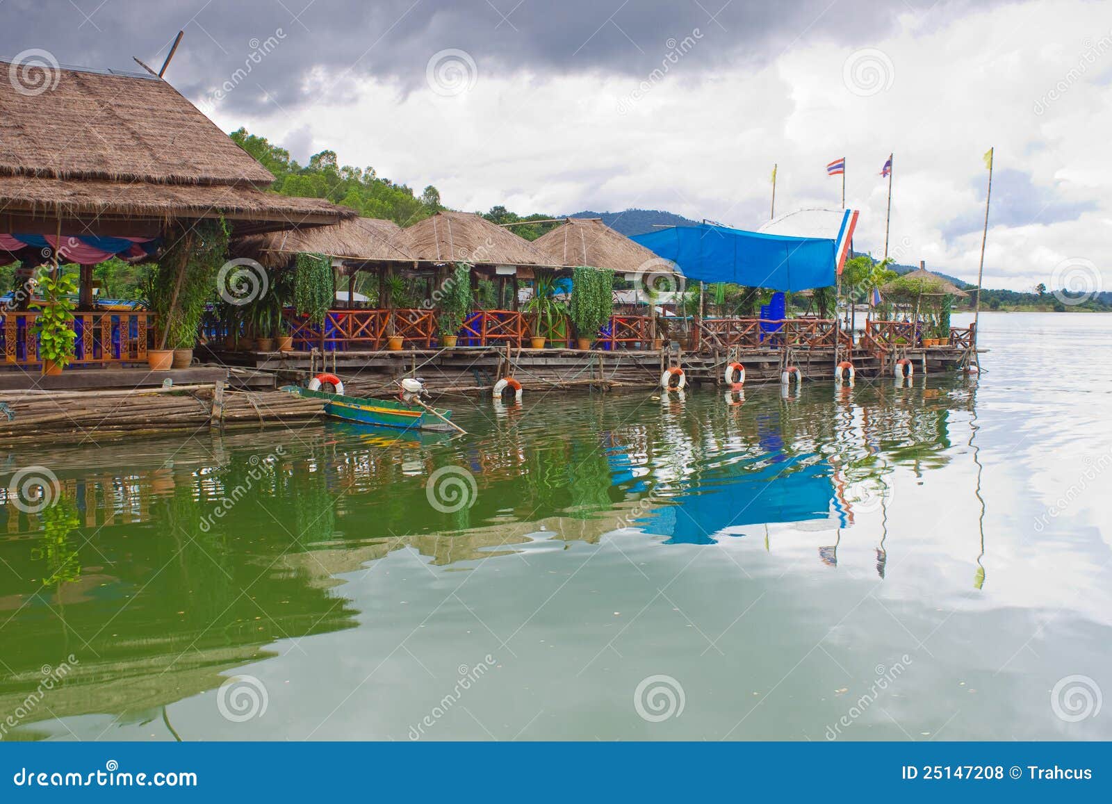 Floating Restaurant on the Dam Stock Photo - Image of riverside ...