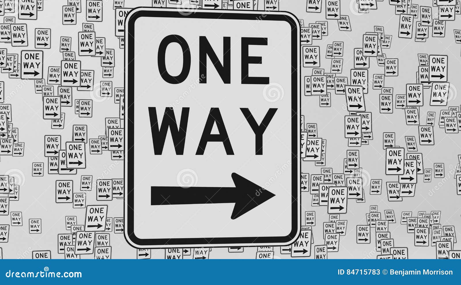 Floating Right Pointing One Way Signs Stock Illustration - Illustration ...