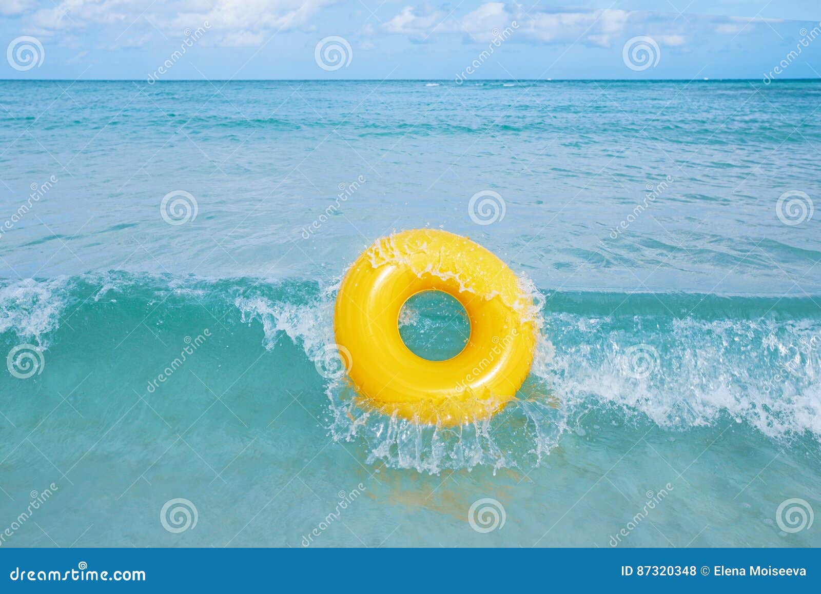 Floating Ring on Blue Sea Wave with Sky Stock Photo - Image of beach ...