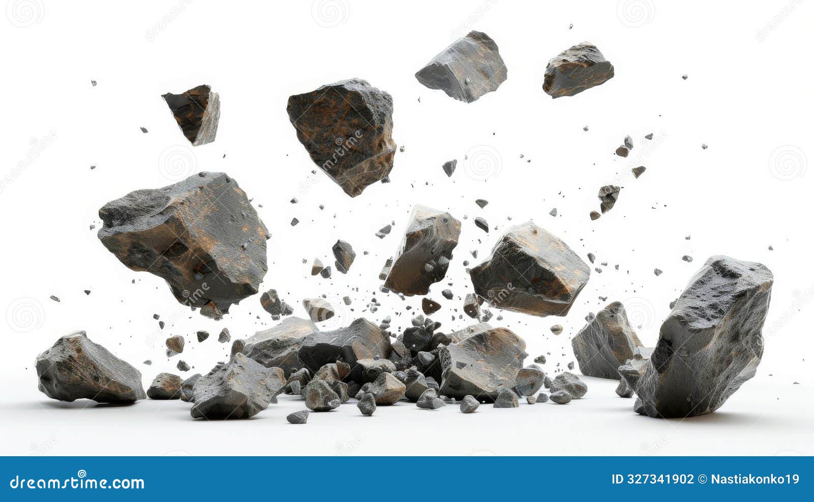 Floating Rocks and Debris on White Background Stock Photo - Image of ...