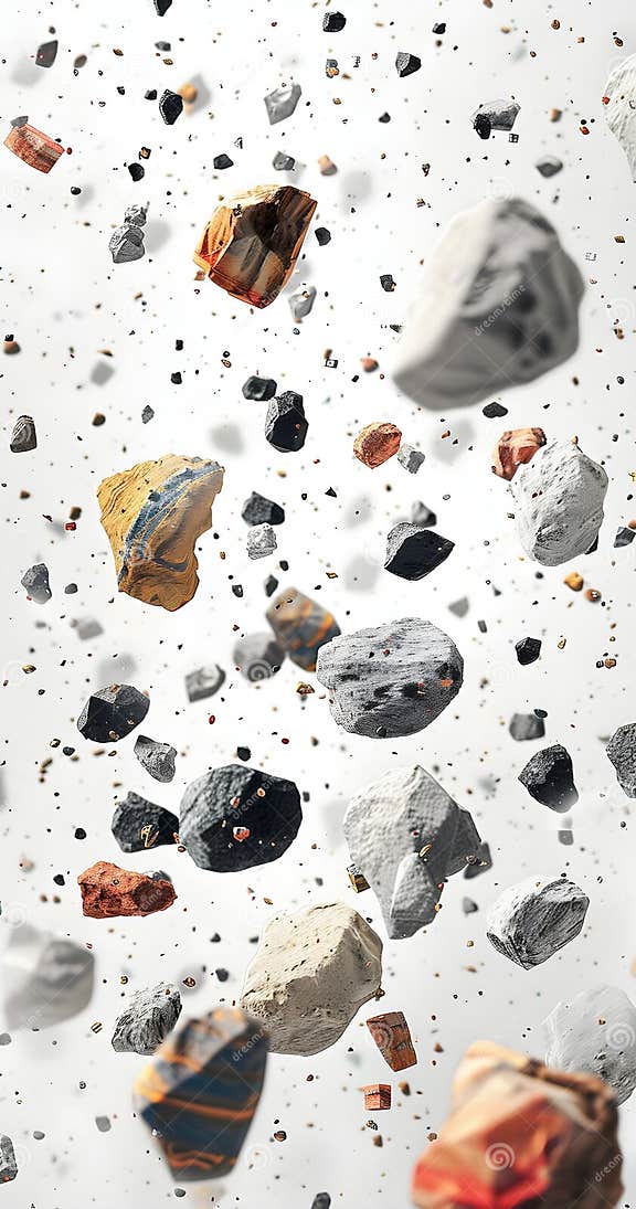 Floating Rocks in a Flat Composition Design Stock Illustration ...