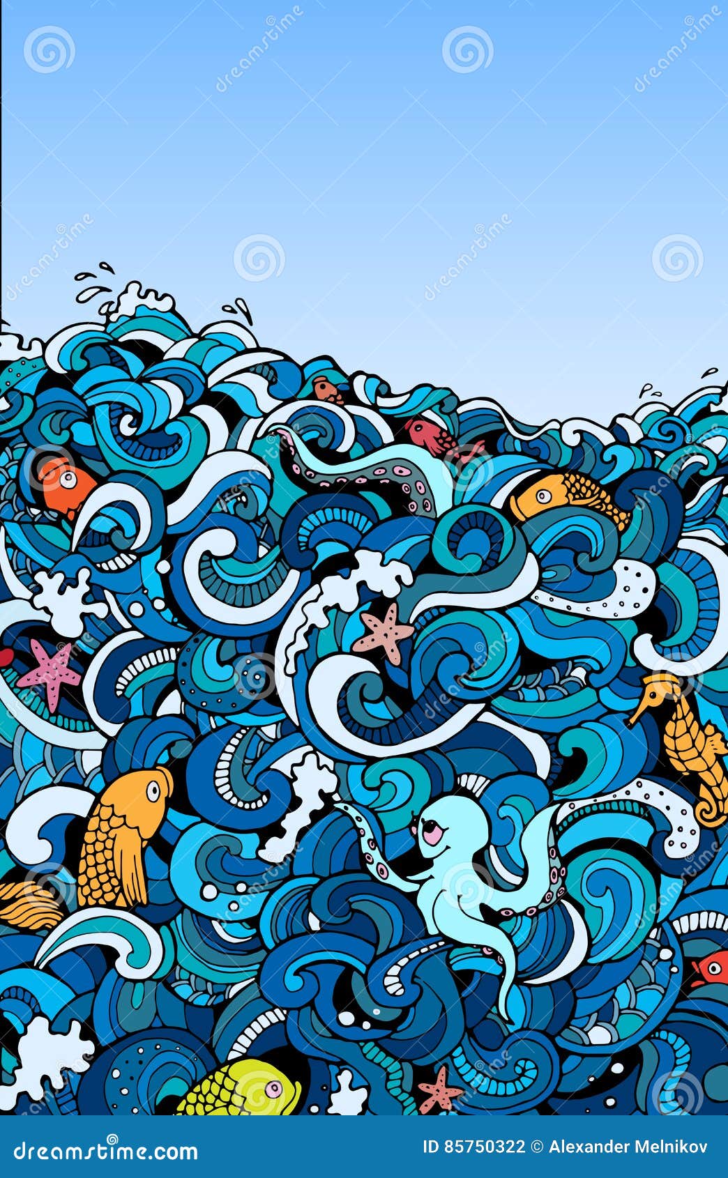 Floating Sailboat on the Ocean Waves.Vector Stock Vector - Illustration ...