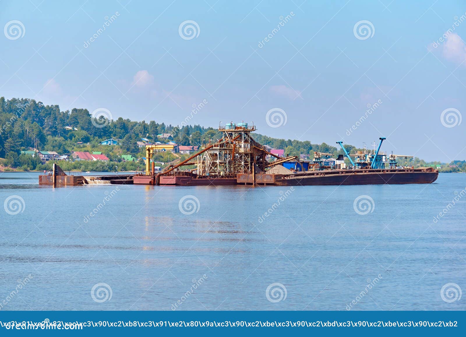 Floating Sand Mining Plant - Dredger and Separator - on the River Stock ...