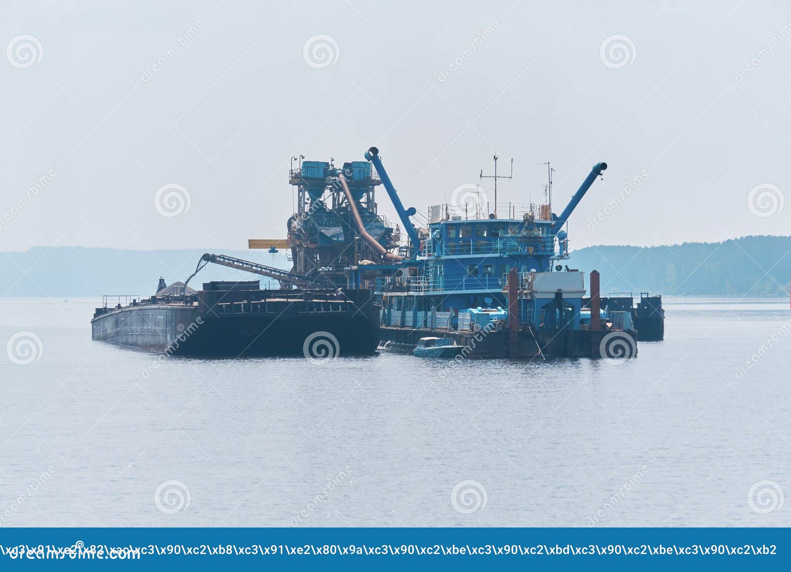 Floating Sand Mining Plant - Dredger and Separator - on the River Stock ...