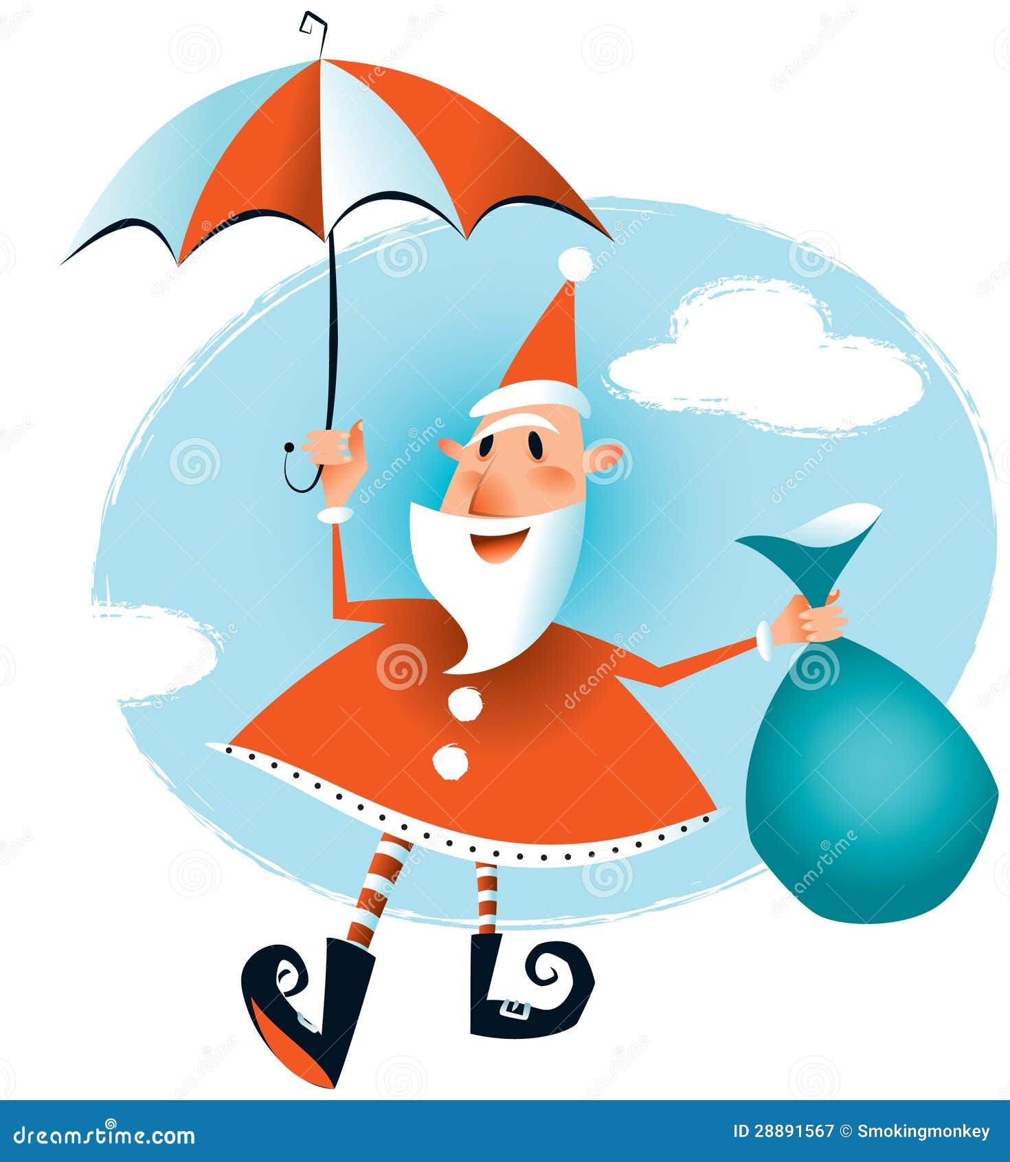 Floating Santa stock vector. Illustration of claus, umbrella - 28891567