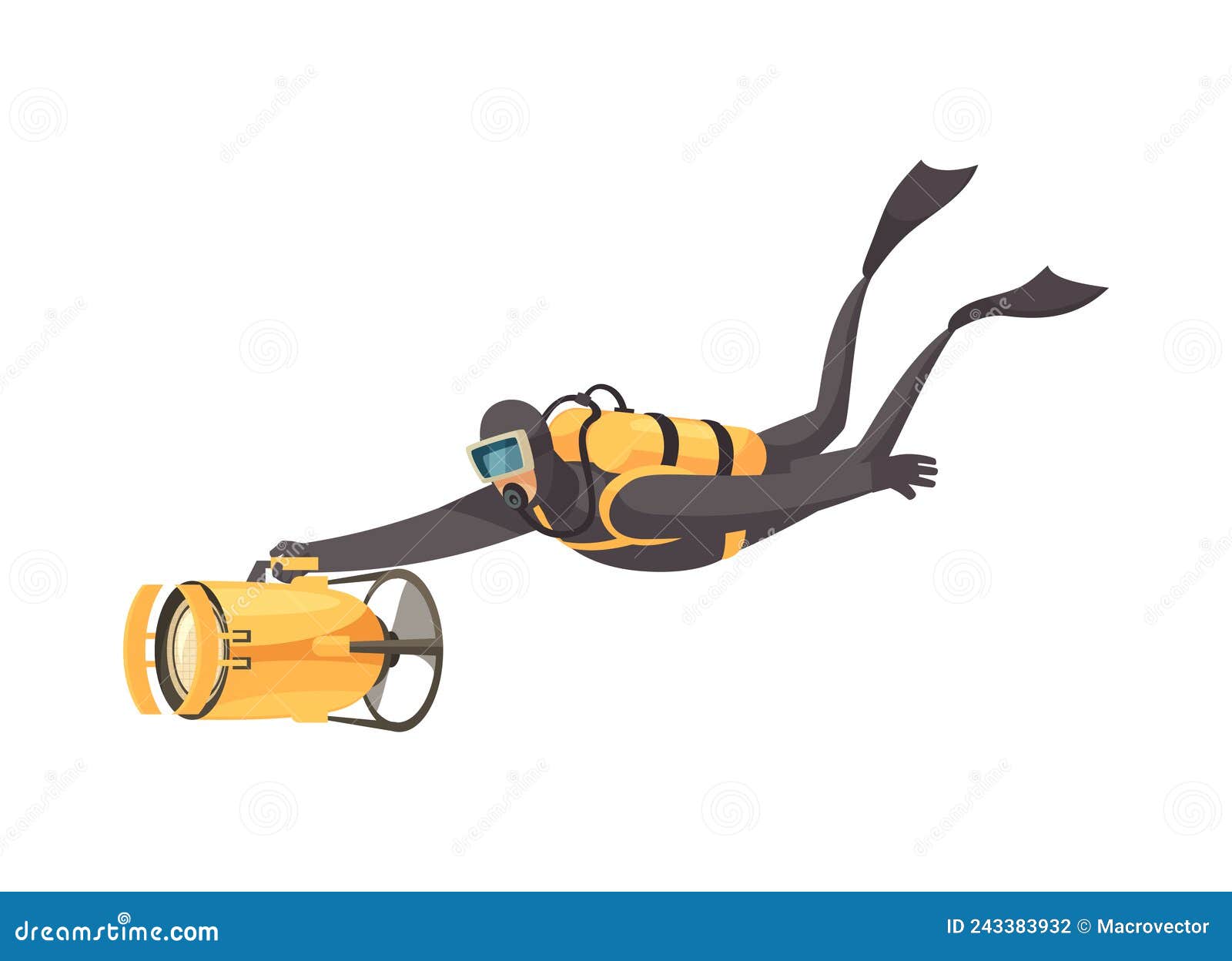 Floating Diver, Saboteur Or Adventurer In A Diving Suit With Mask ...