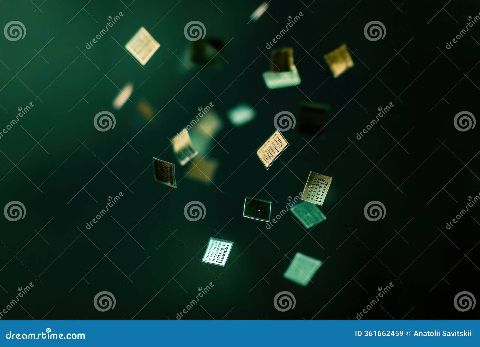 Floating Semiconductor Chips Against a Dark Background Illustrating ...