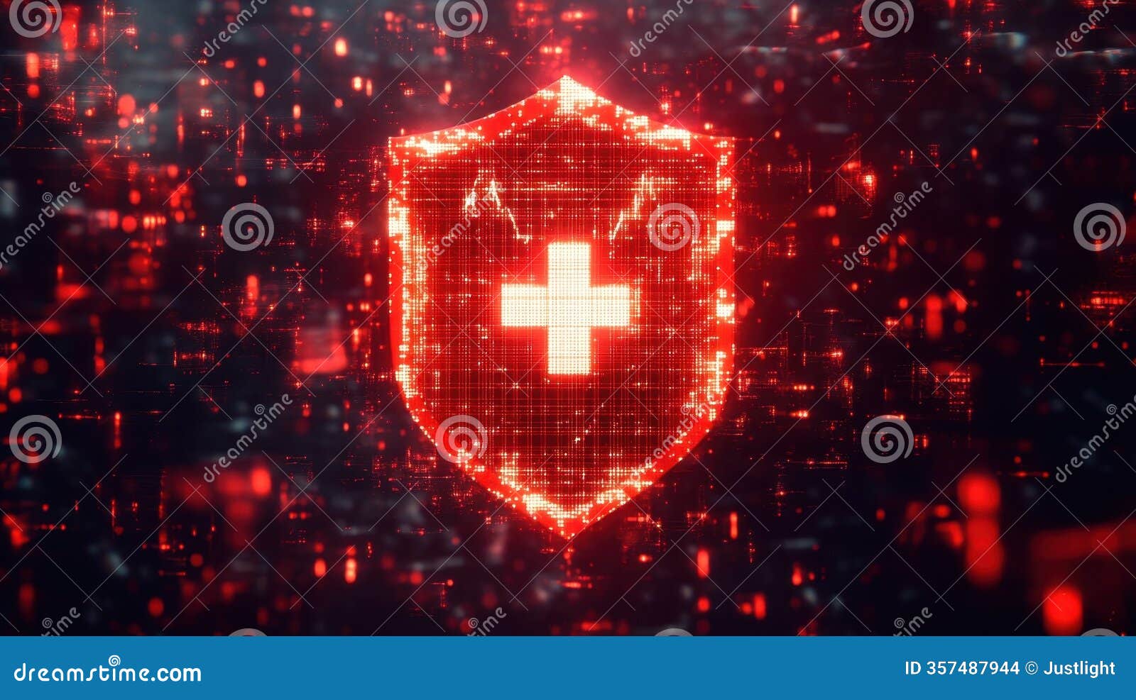 A Floating Shield Symbol Representing Health Security Surrounded by ...