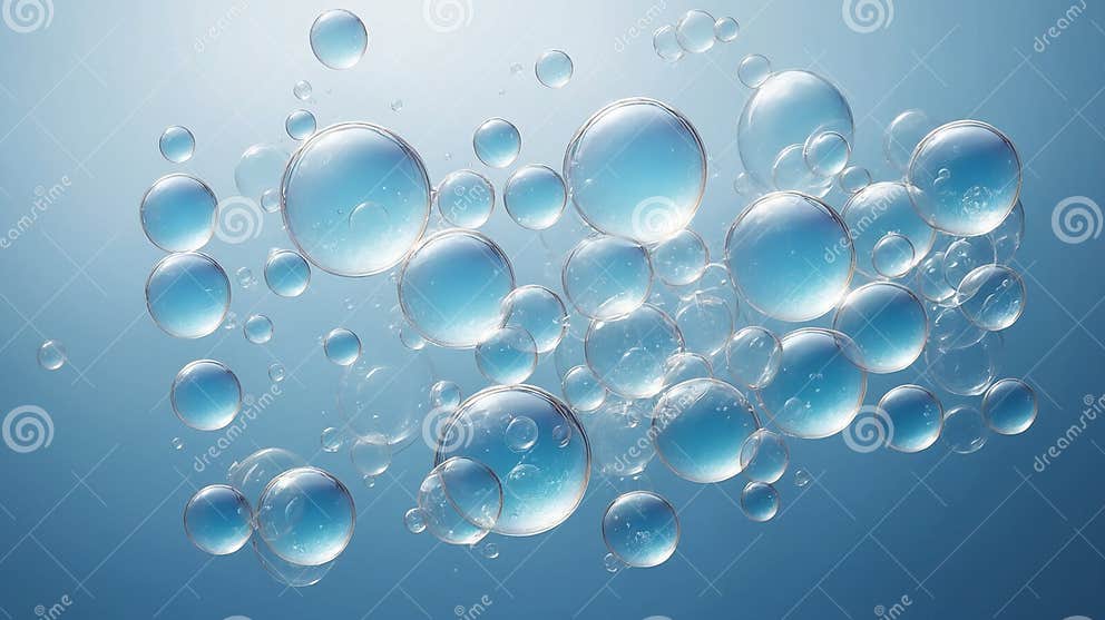 Floating Shiny Bubbles with a Gradient Blue Background Creating a ...