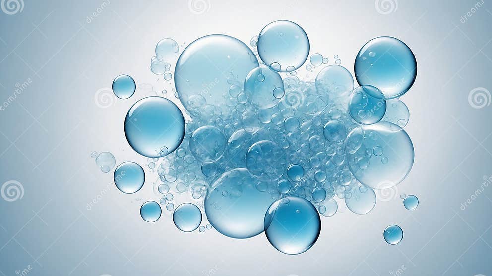 Floating Shiny Bubbles with a Gradient Blue Background Creating a ...
