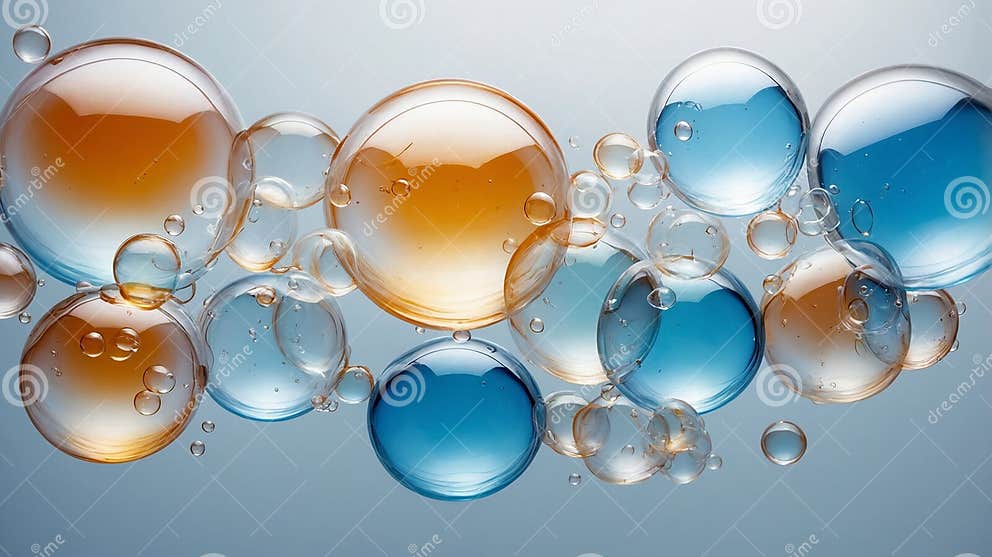Floating Shiny Bubbles with a Gradient Blue Background Creating a ...