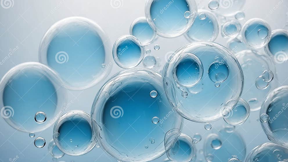 Floating Shiny Bubbles with a Gradient Blue Background Creating a ...