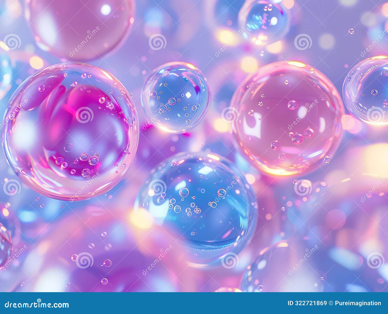 Floating Shiny Round Bubbles with Transparent Texture, Pink Backdrop Stock Illustration ...