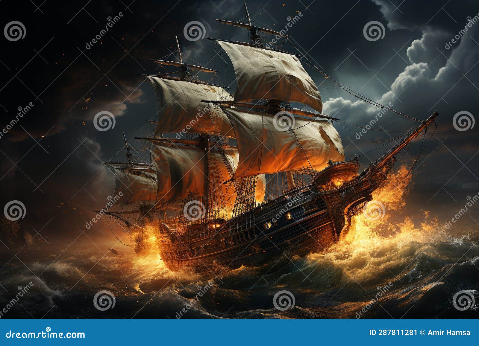 A Floating Ship that Sails High Above the Ground Stock Image - Image of ...