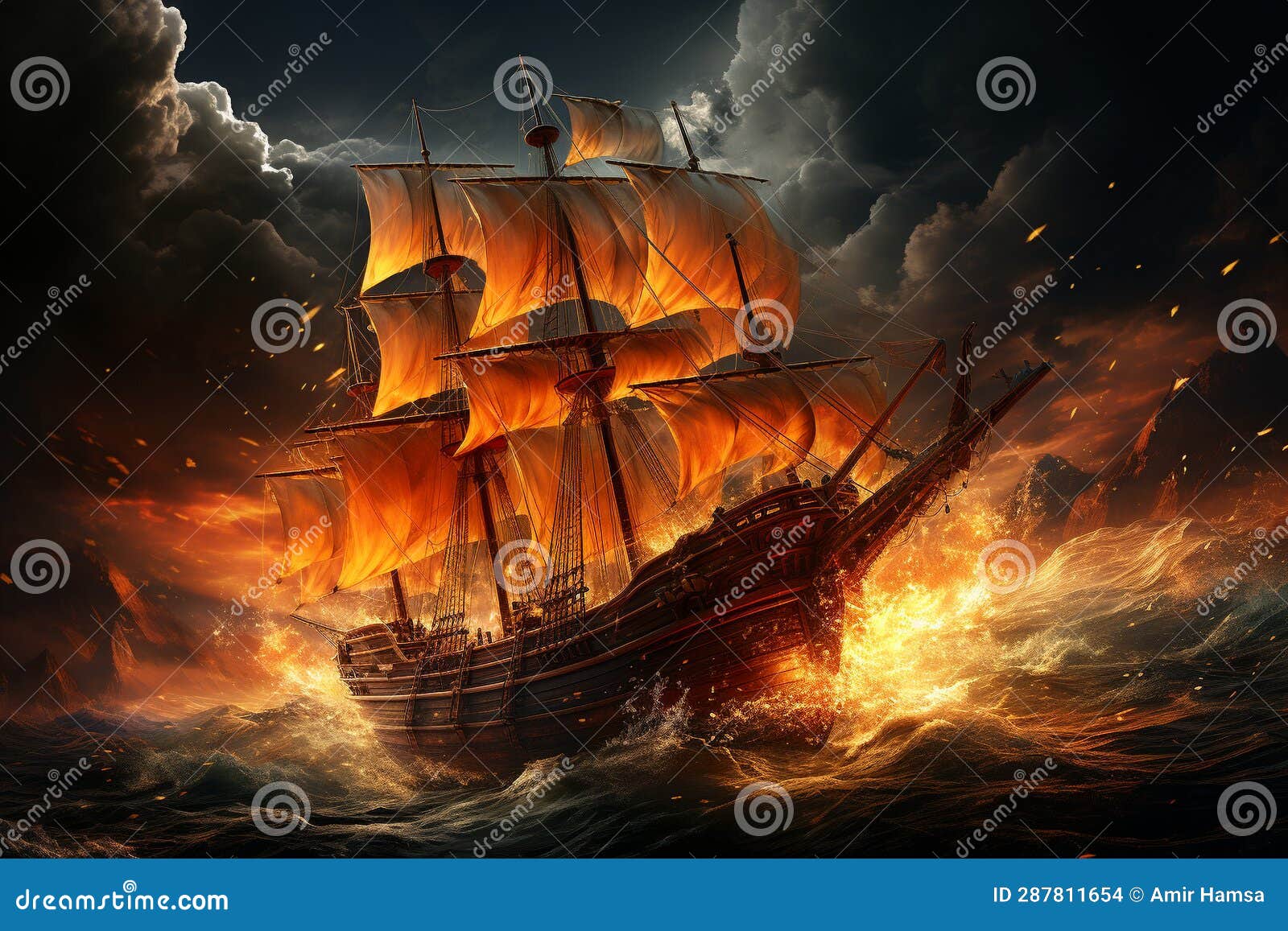 A Floating Ship that Sails High Above the Ground Stock Photo - Image of ...