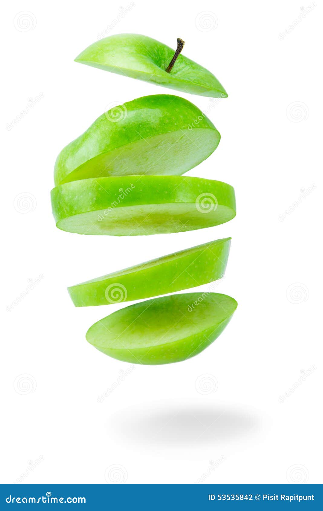 Floating Sliced Green Apple Isolated. Stock Photo - Image of green ...