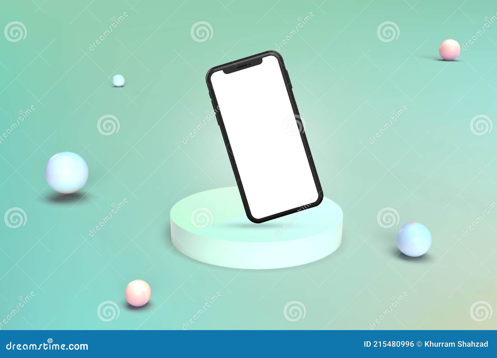 Floating Smart Phone Mobile Mockup on the Podium with Abstract 3d ...