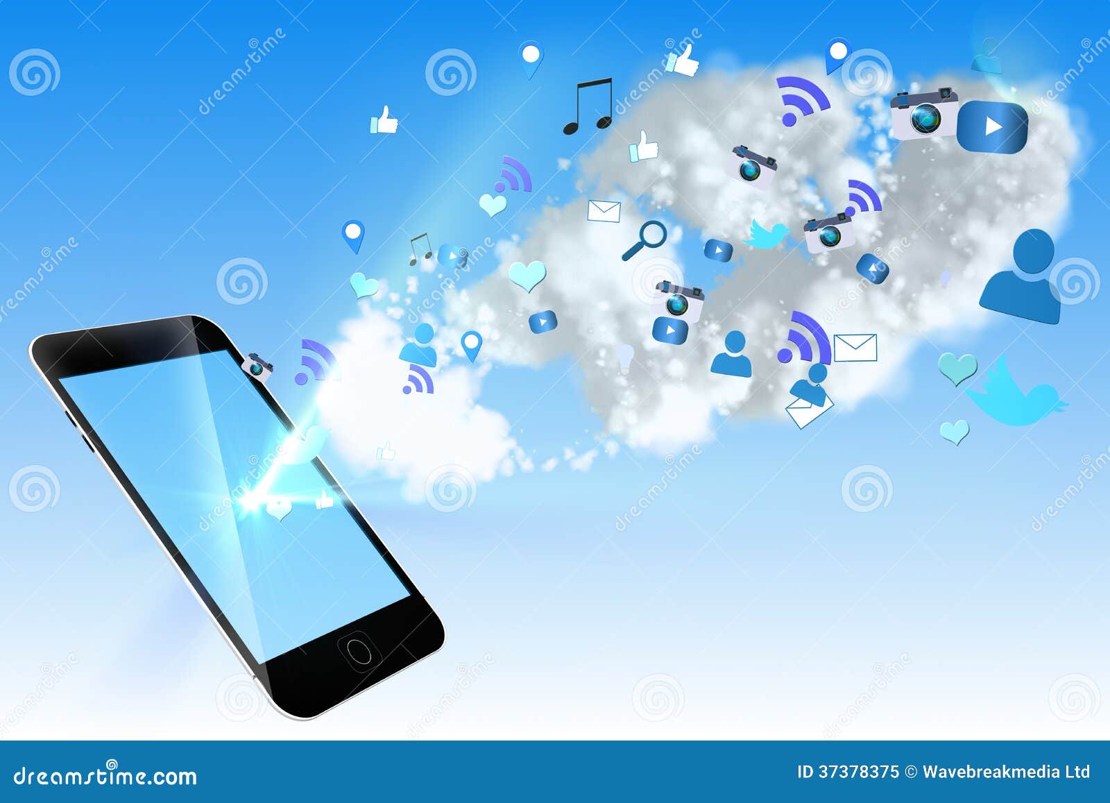 Floating Smartphone Application Icons Stock Illustration - Illustration ...
