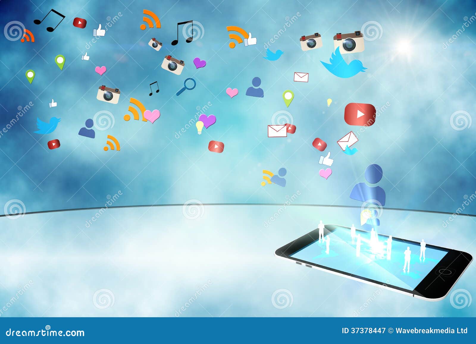 Floating Smartphone Application Icons Stock Illustration - Illustration ...
