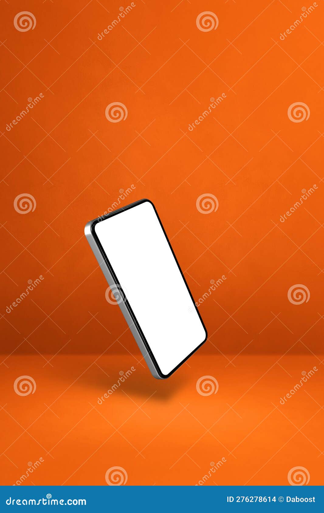 Floating Smartphone Isolated on Orange. Vertical Background Stock ...