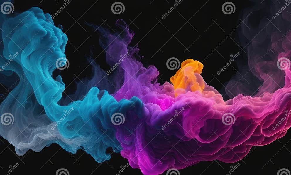 Floating Smoke Isolated on a Dark Background Stock Illustration ...