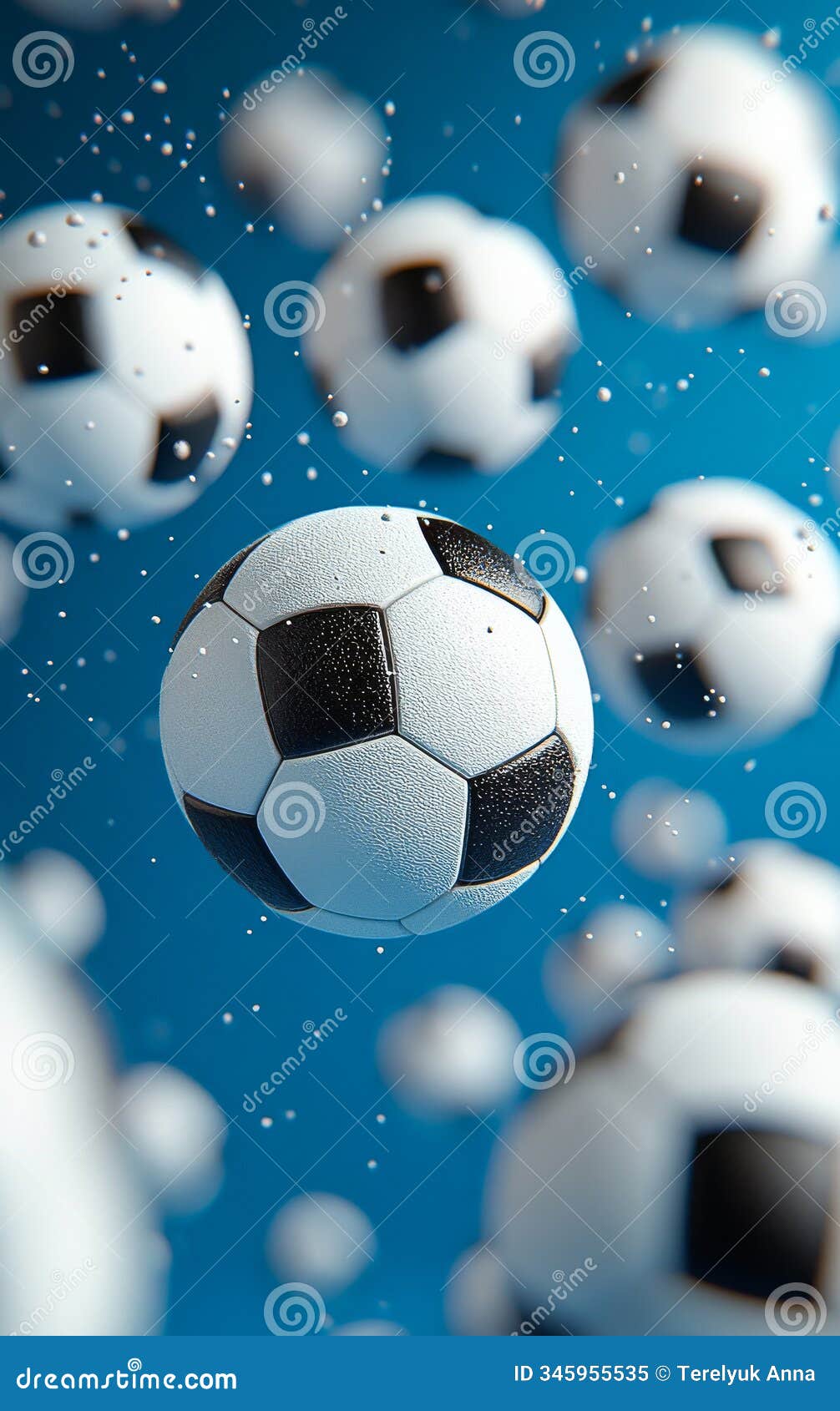 Floating Soccer Balls Create Dynamic Visual Effect Stock Image - Image ...